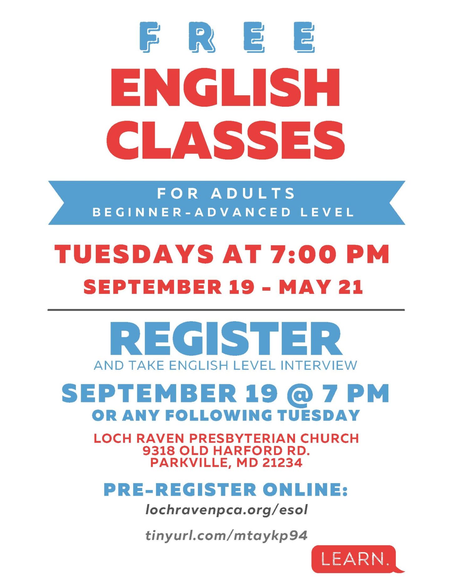 ESOL English Classes – Loch Raven PCA
